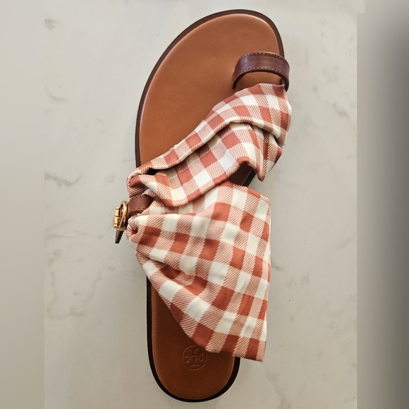 Tory Burch | Shoes | Nibnwt Tory Burch Selby Brown Gingham Scarf Sandal ...